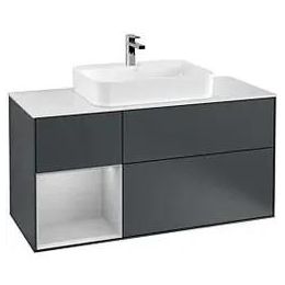 Villeroy & Boch Villeroy und Boch Finion Waschtischunterschrank G411GJHG 120cm, Abdeckplatte white matt, Emotion, Regal links Light grey matt, Midnight Blue Matt Lacquer