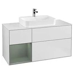 Villeroy & Boch Villeroy und Boch Finion Waschtischunterschrank G411GMMT 120cm, Abdeckplatte white matt, Emotion, Regal links Olive Matt Lacquer, White matt lacquer