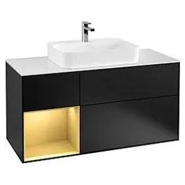 Villeroy & Boch Villeroy und Boch Finion Waschtischunterschrank G411HFPD 120cm, Abdeckplatte white matt, Emotion, Regal links Gold matt, Black matt lacquer