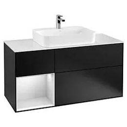 Villeroy & Boch Villeroy und Boch Finion Waschtischunterschrank G411MTPD 120cm, Abdeckplatte white matt, Emotion, Regal links White matt lacquer, Black matt lacquer