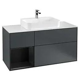 Villeroy & Boch Villeroy und Boch Finion Waschtischunterschrank G411PDHG 120cm, Abdeckplatte white matt, Emotion, Regal links Black matt lacquer, Midnight Blue Matt Lacquer