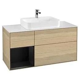 Villeroy & Boch Villeroy und Boch Finion Waschtischunterschrank G411PDPC 120cm, Abdeckplatte white matt, Emotion, Regal links Black matt lacquer, Oak Veneer