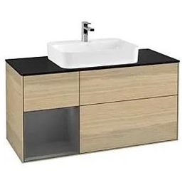 Villeroy & Boch Villeroy und Boch Finion Waschtischunterschrank G412GKPC 120cm, Abdeckplatte black matt, Emotion, Regal links Anthracite matt, Oak Veneer