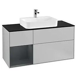 Villeroy & Boch Villeroy und Boch Finion Waschtischunterschrank G412HGGJ 120cm, Abdeckplatte black matt, Emotion, Regal links Midnight Blue Matt Lacquer, Light grey matt