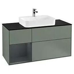 Villeroy & Boch Villeroy und Boch Finion Waschtischunterschrank G412HGGM 120cm, Abdeckplatte black matt, Emotion, Regal links Midnight Blue Matt Lacquer, Olive Matt Lacquer