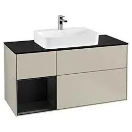 Villeroy & Boch Villeroy und Boch Finion Waschtischunterschrank G412PDHH 120cm, Abdeckplatte black matt, Emotion, Regal links Black matt lacquer, Sand Matt Lacquer