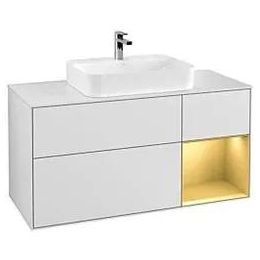 Villeroy & Boch Villeroy und Boch Finion Waschtischunterschrank G421HFMT 120cm, Abdeckplatte white matt, Emotion, Regal rechts Gold matt, White matt lacquer