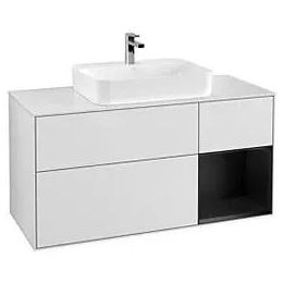 Villeroy & Boch Villeroy und Boch Finion Waschtischunterschrank G421PDMT 120cm, Abdeckplatte white matt, Emotion, Regal rechts Black matt, White matt lacquer