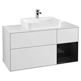 Villeroy & Boch Villeroy und Boch Finion Waschtischunterschrank G421PHMT 120cm, Abdeckplatte white matt, Emotion, Regal rechts Glossy Black, White matt lacquer