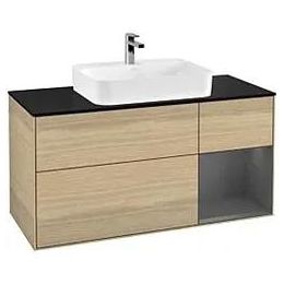 Villeroy & Boch Villeroy und Boch Finion Waschtischunterschrank G422GKPC 120cm, Abdeckplatte black matt, Emotion, Regal rechts Anthracite matt, Oak Veneer