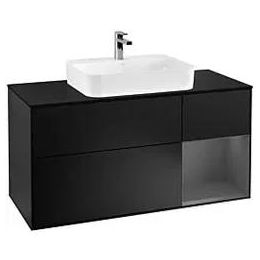 Villeroy & Boch Villeroy und Boch Finion Waschtischunterschrank G422GKPD 120cm, Abdeckplatte black matt, Emotion, Regal rechts Anthracite matt, Black matt lacquer