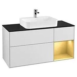 Villeroy & Boch Villeroy und Boch Finion Waschtischunterschrank G422HFMT 120cm, Abdeckplatte black matt, Emotion, Regal rechts Gold matt, White matt lacquer