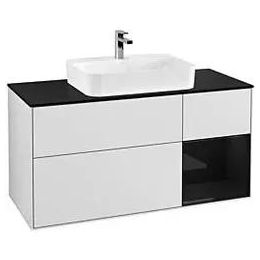 Villeroy & Boch Villeroy und Boch Finion Waschtischunterschrank G422PHMT 120cm, Abdeckplatte black matt, Emotion, Regal rechts Glossy Black, White matt lacquer