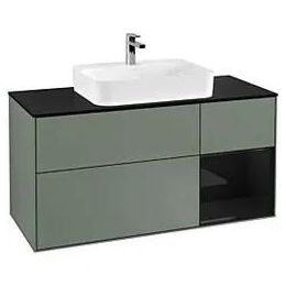 Villeroy & Boch Villeroy und Boch Finion Waschtischunterschrank G422PHGM 120cm, Abdeckplatte black matt, Emotion, Regal rechts Glossy Black, Olive Matt Lacquer