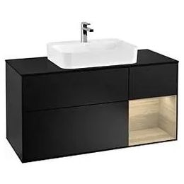 Villeroy & Boch Villeroy und Boch Finion Waschtischunterschrank G422PCPD 120cm, Abdeckplatte black matt, Emotion, Regal rechts Oak veneer, Black matt lacquer