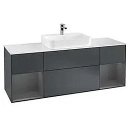 Villeroy & Boch Villeroy und Boch Finion Waschtischunterschrank G451GKHG 160cm, Abdeckplatte white matt, Emotion, Regale Anthracite matt lacquer, Midnight Blue Matt Lacquer