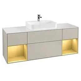 Villeroy & Boch Villeroy und Boch Finion Waschtischunterschrank G451HFHH 160cm, Abdeckplatte white matt, Emotion, Regale Gold matt lacquer, Sand Matt Lacquer