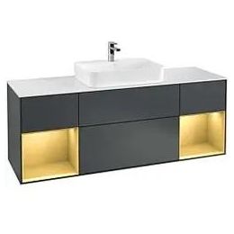 Villeroy & Boch Villeroy und Boch Finion Waschtischunterschrank G451HFHG 160cm, Abdeckplatte white matt, Emotion, Regale Gold matt lacquer, Midnight Blue Matt Lacquer