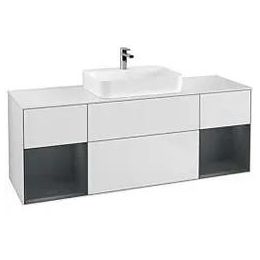 Villeroy & Boch Villeroy und Boch Finion Waschtischunterschrank G451HGMT 160cm, Abdeckplatte white matt, Emotion, Regale Midnight matt lacquer, White matt lacquer