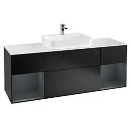 Villeroy & Boch Villeroy und Boch Finion Waschtischunterschrank G451HGPD 160cm, Abdeckplatte white matt, Emotion, Regale Midnight matt lacquer, Black matt lacquer