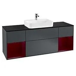 Villeroy & Boch Villeroy und Boch Finion Waschtischunterschrank G452HBHG 160cm, Abdeckplatte black matt, Emotion, Regale Peony matt lacquer, Midnight Blue Matt Lacquer