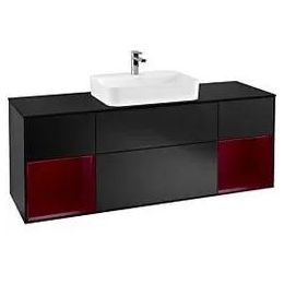 Villeroy & Boch Villeroy und Boch Finion Waschtischunterschrank G452HBPD 160cm, Abdeckplatte black matt, Emotion, Regale Peony matt lacquer, Black matt lacquer