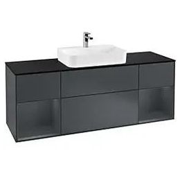 Villeroy & Boch Villeroy und Boch Finion Waschtischunterschrank G452HGHG 160cm, Abdeckplatte black matt, Emotion, Regale Midnight matt lacquer, Midnight Blue Matt Lacquer