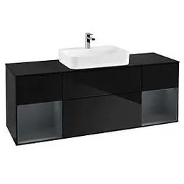 Villeroy & Boch Villeroy und Boch Finion Waschtischunterschrank G452HGPH 160cm, Abdeckplatte black matt, Emotion, Regale Midnight matt lacquer, Glossy Black Lacquer