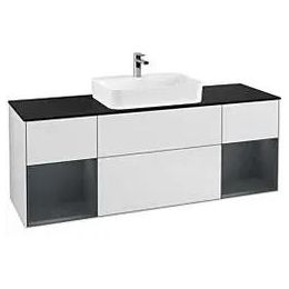 Villeroy & Boch Villeroy und Boch Finion Waschtischunterschrank G452HGMT 160cm, Abdeckplatte black matt, Emotion, Regale Midnight matt lacquer, White matt lacquer