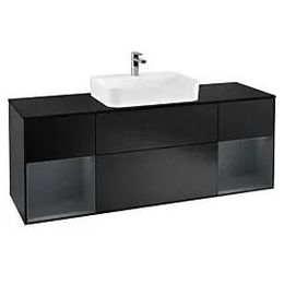 Villeroy & Boch Villeroy und Boch Finion Waschtischunterschrank G452HGPD 160cm, Abdeckplatte black matt, Emotion, Regale Midnight matt lacquer, Black matt lacquer