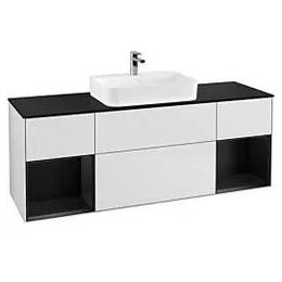 Villeroy & Boch Villeroy und Boch Finion Waschtischunterschrank G452PDMT 160cm, Abdeckplatte black matt, Emotion, Regale Black matt lacquer, White matt lacquer