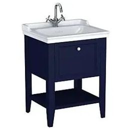 Vitra Valarte Waschtisch-Möbel-Set 65775 64,5x53x88cm, 1 Vollauszug, Korpus stahlblau/Waschtisch weiß hochglanz