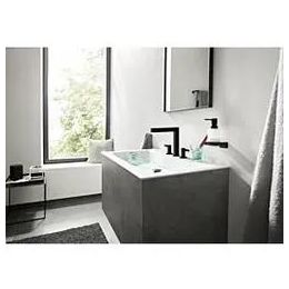 Hansgrohe Finoris 160 3-Loch-Waschtischarmatur 76034670 mit Push-Open Ablaufgarnitur, mattschwarz