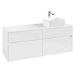 Villeroy & Boch Villeroy und Boch Collaro Waschtischunterschrank C04700DH 140 x 54,8 x 50 cm, Waschtisch rechts, Glossy White