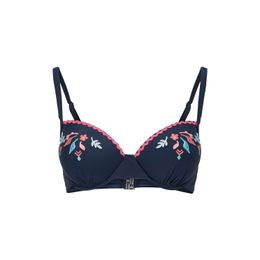 Tom Tailor Damen Bikini-Top mit Blumenmuster, blau, Geblümt, Gr. 38C