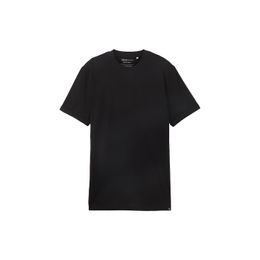 Tom Tailor Denim Herren Basic T-Shirt, schwarz, Uni, Gr. S