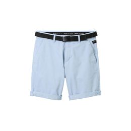 Tom Tailor Denim Herren Chinoshorts mit Gürtel, blau, Uni, Gr. M