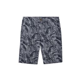 Tom Tailor Herren Regular Shorts mit Leinen, blau, Allover Print, Gr. 31