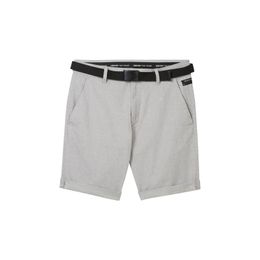 Tom Tailor Denim Herren Chinoshorts mit Gürtel, grau, Uni, Gr. S