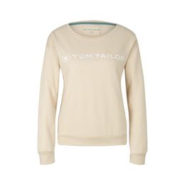 Tom Tailor Damen Sweatshirt mit Logo Print, braun, Logo Print, Gr. 46