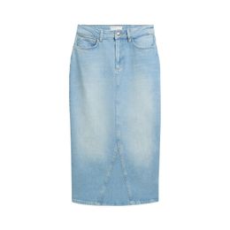 Tom Tailor Denim Damen Midi Jeansrock mit recycelter Baumwolle, blau, Uni, Gr. M