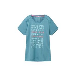 Tom Tailor Damen Atmungsaktives T-Shirt, blau, Print, Gr. M