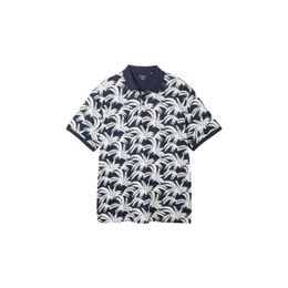 Tom Tailor Herren Plus - Poloshirt mit Allover-Print, blau, Allover Print, Gr. 2XL