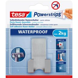 Powerstrips Waterproof Rasiererhalter Zoom, Metall - Selbstklebender Rasiererhalter aus Edelstahl für Dusche und Bad - Tesa