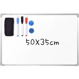 Whiteboard Testsieger beschreibbar, Magnettafel Magnetwand mit Aluminium-Rahmen und Stiftablage, weiß, Größen wählbar (50 x 35 cm) - Goplus