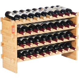 Vevor - Weinregal stapelbar 36 Flaschen, stabiles Flaschenregal, 4-stufiges Lagerregal aus massivem Bambusholz, freistehendes Weinregal, wackelfreie