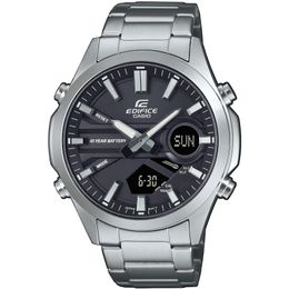 Chronograph CASIO EDIFICE Armbanduhren silberfarben (edelstahlfarben, schwarz) Herren Quarzuhr, Armbanduhr, Herrenuhr, Edelstahlarmband, analog, digital