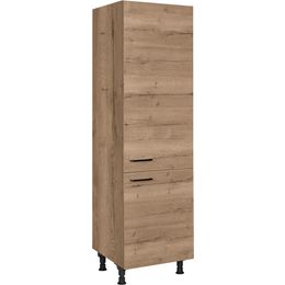 Kühlmodul Nobilia ""Structura", für ein Kühl- und Gefrierschrank, Ausrichtung wählbar" Schränke Gr. B/H/T: 60cm x 216,6cm x 58,3cm, Türanschlag rechts, 2 St., braun (front und korpus: eiche havanna nachbildung) vormontiert, Ausrichtung wählbar, BreiteHöhe: 60216,6 cm