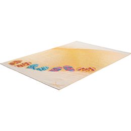 Teppich Sansibar "Rantum Beach SA-017" Teppiche Gr. B: 160 cm + 1 St., 5 mm, L: 230 cm, beige Flachgewebe, modernes Design, Motiv Badelatschen, Outdoor geeignet