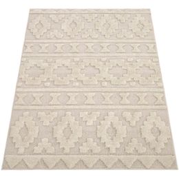 Hochflor-Teppich Paco Home "Genua 744" Teppiche Gr. B: 230 cm 1 St., 34 mm, L: 330 cm, beige (creme) Uni Farben, Hoch-Tief Effekt, modernes Design, sehr weicher Flor